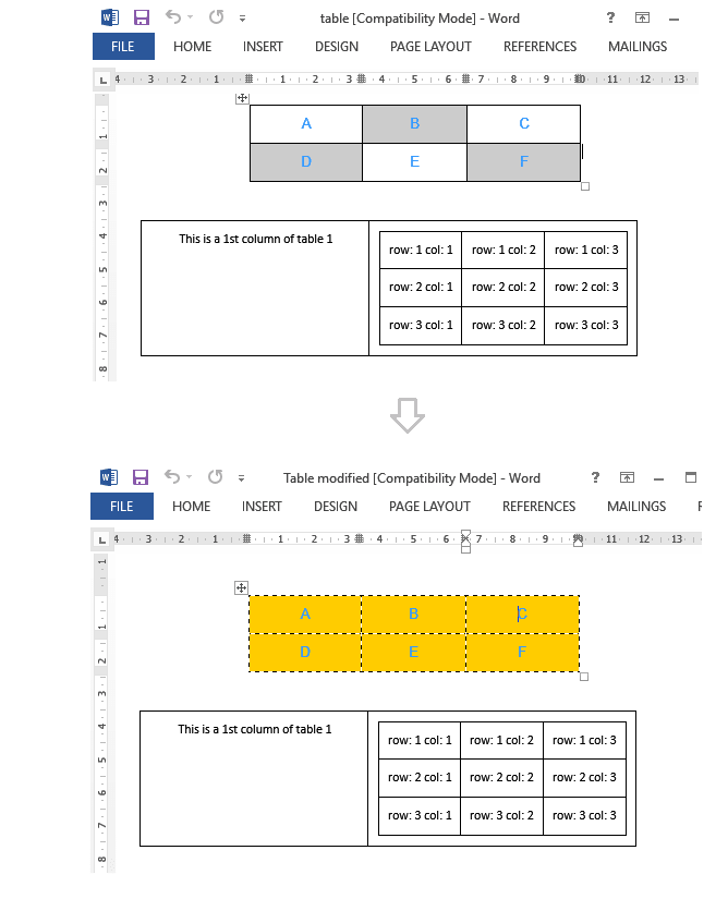 Document Net Modify A Table In Document Using C And Net 0891